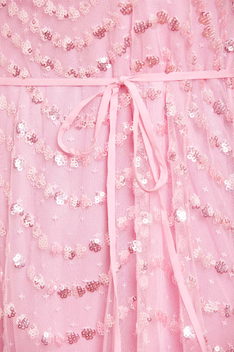 Shimmer Wave Gloss One Shoulder Ballerina Dress Pink Needle And Thread