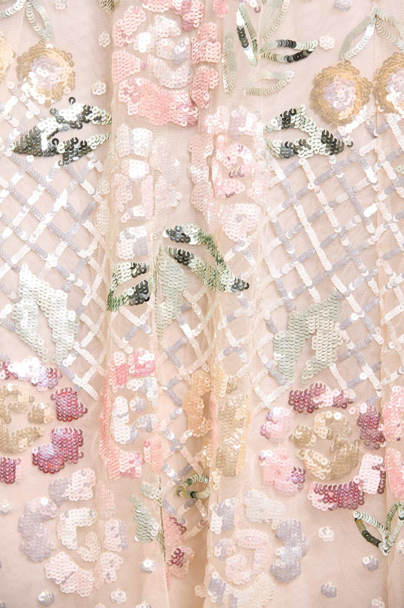 Rosalie Short Sleeve Ballerina Dress – Champagne | Needle & Thread