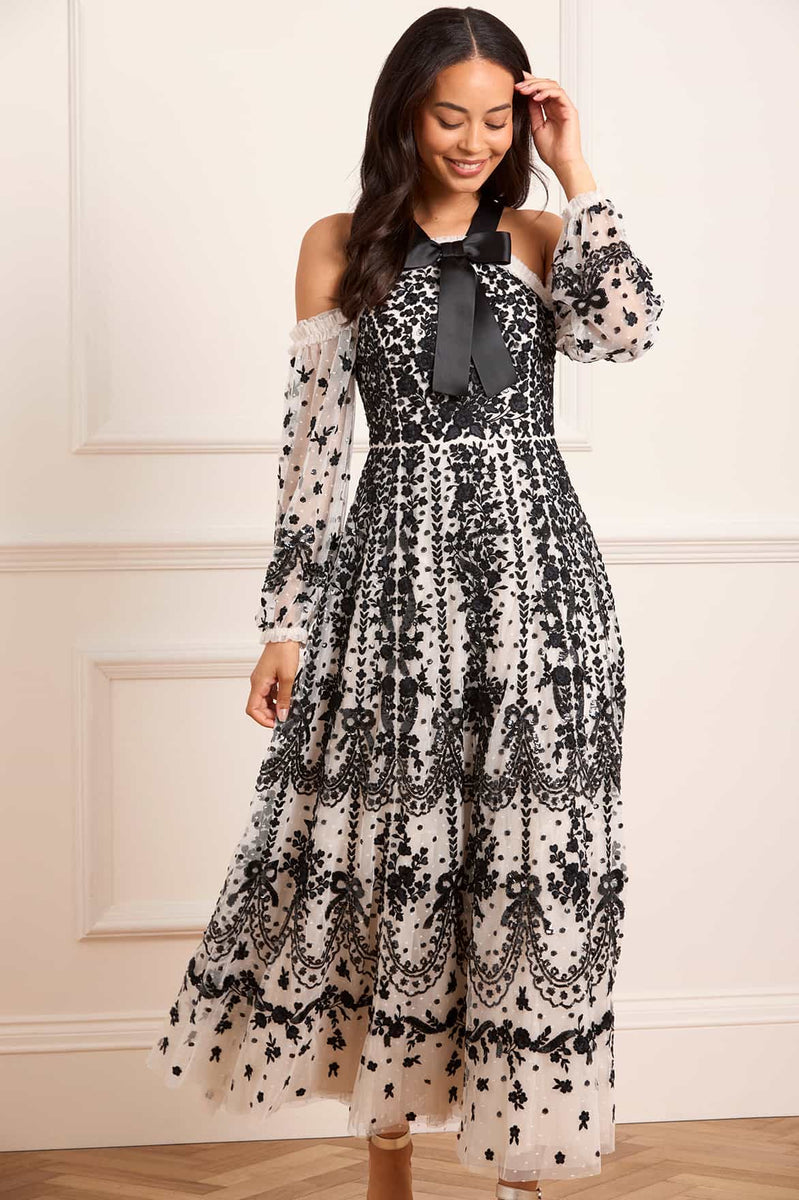 Adeline Off-Shoulder Ankle Gown – Cream | Needle & Thread