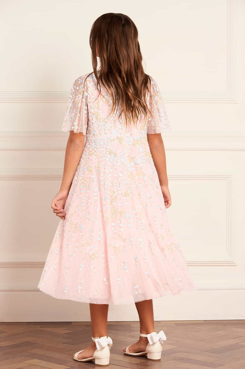 Cressida Floral Kids Dress – Pink | Needle & Thread