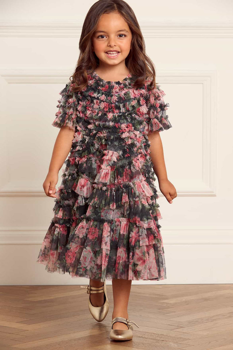 Midnight Dance Marilla Ruffle Kids Dress – Black | Needle & Thread