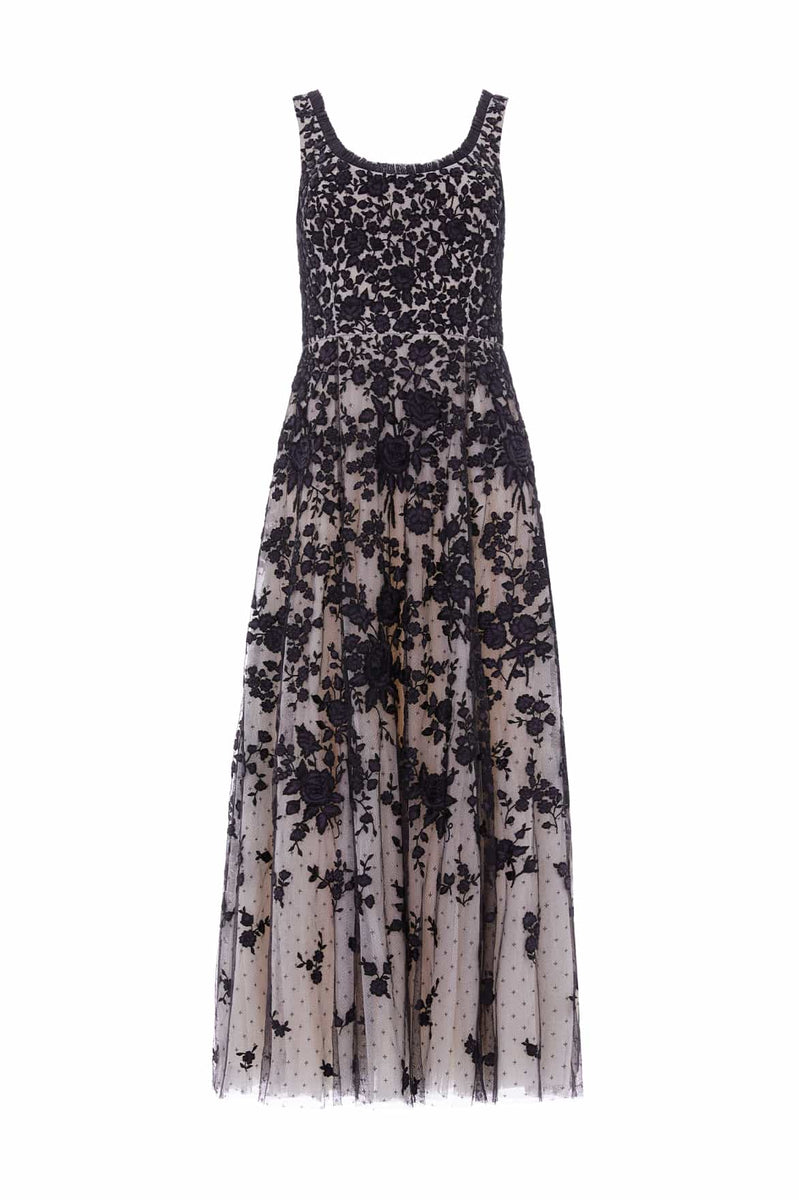 Rosa Scoop Neck Ankle Gown – Black | Needle & Thread